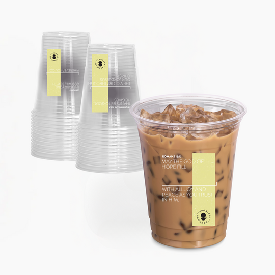 16oz Yellow Plastic Scripture Cups (25-Pack) – Promised Grounds