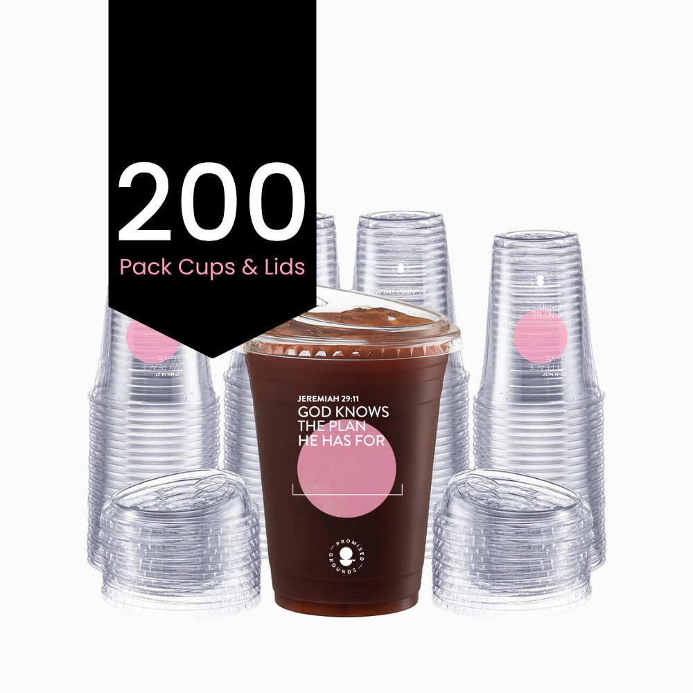 200 Pink Plastic Scripture Cups & Lids 16oz (Pink Edition) – Promised ...